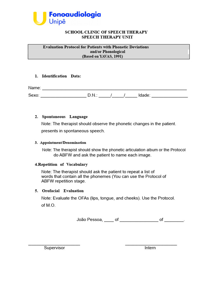 Protocol For The Assessment of Phonetic and Phonological Deviations ...