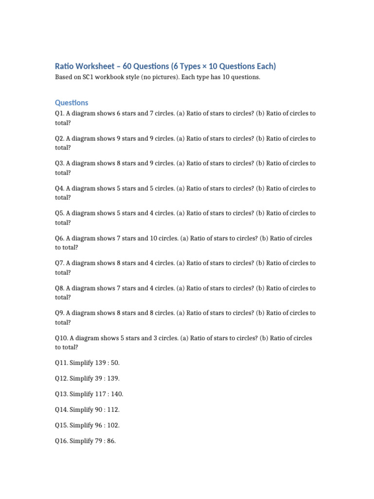 60 Ratio Questions and Solutions | PDF