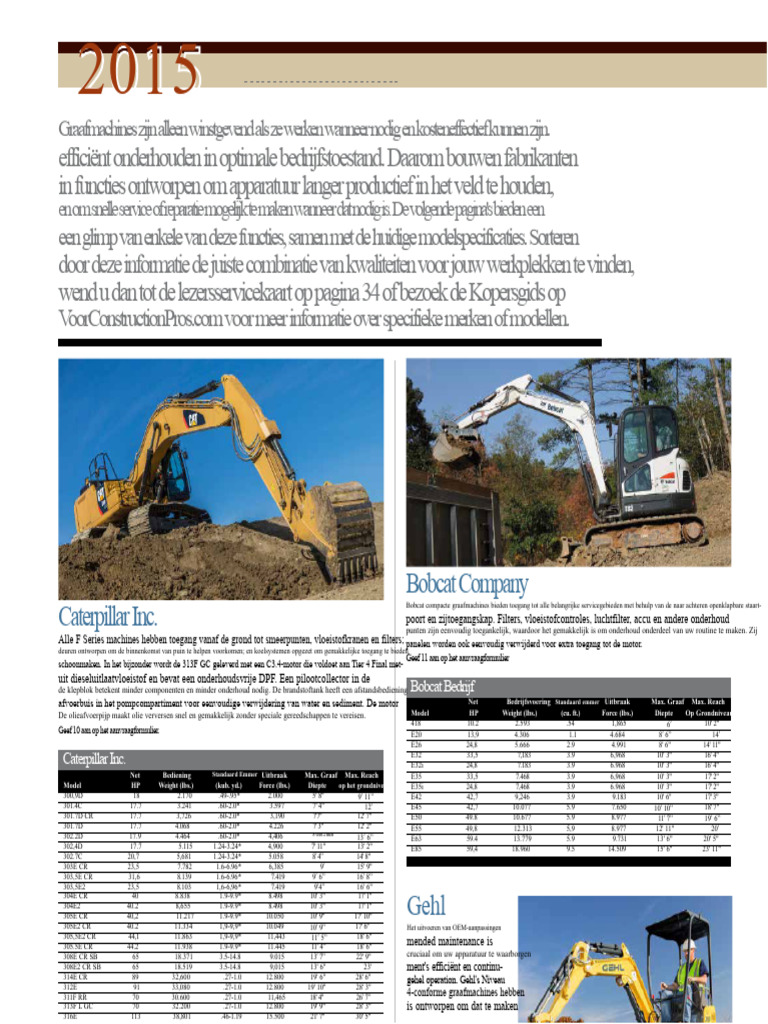 Graafmachine Specificatiegids | PDF