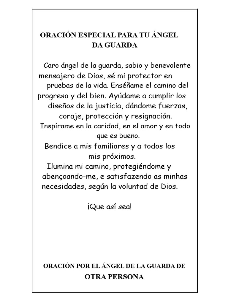 Oración Especial para Tu Ángel de La Guarda | PDF | Ángel guardian ...
