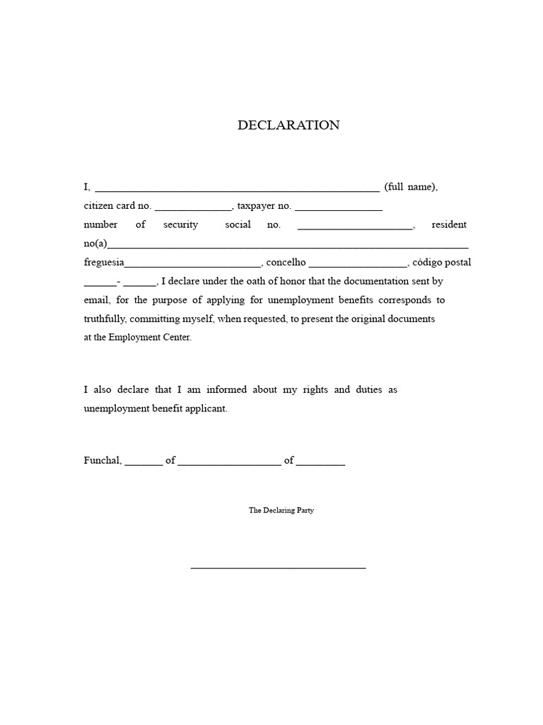 Declaration of Commitment of Honor SD | PDF