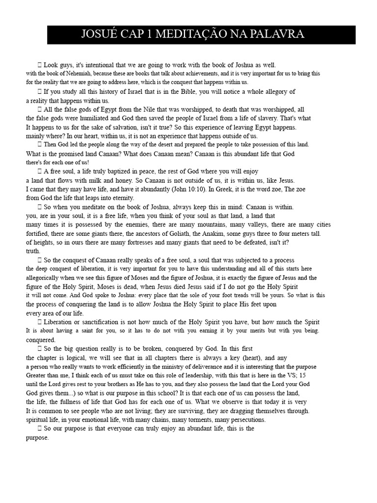 JOSHUA CHAPTER 1 MEDITATION ON THE WORD | PDF | Joshua | Jesus