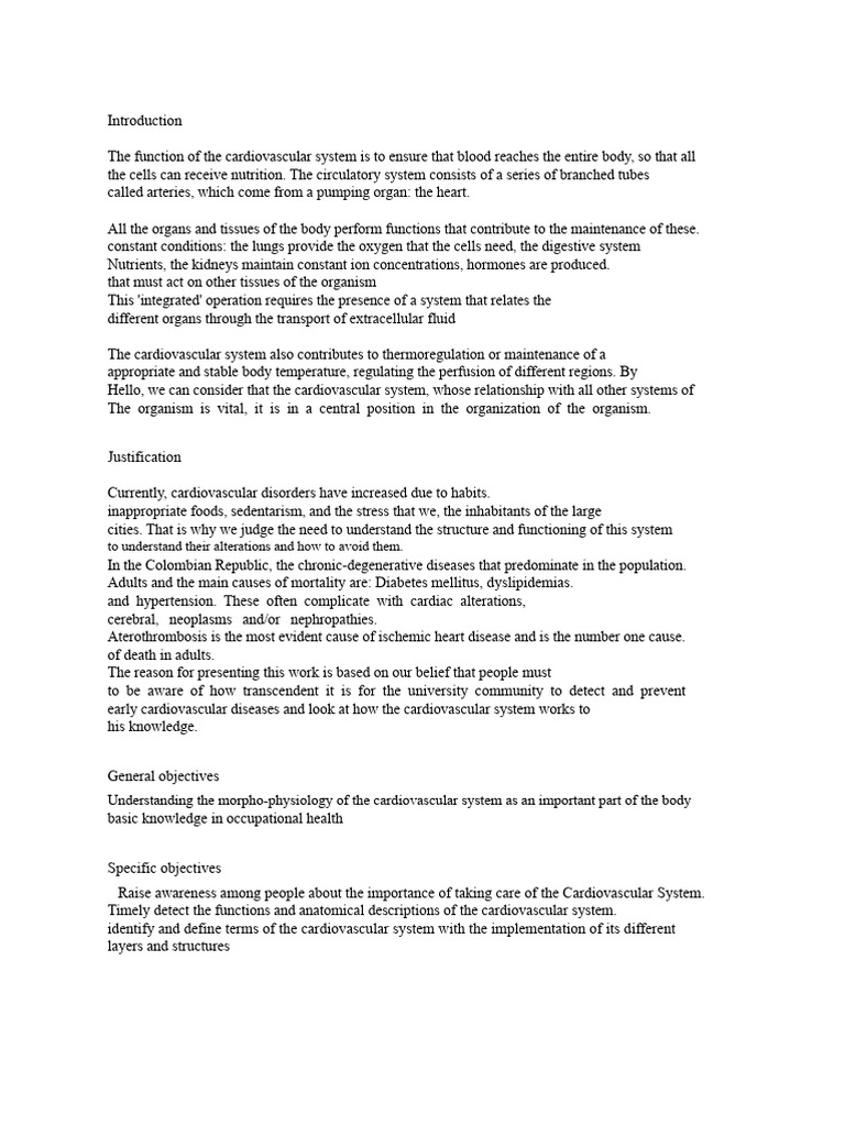 introduction.docx | PDF | Circulatory System | Human Body