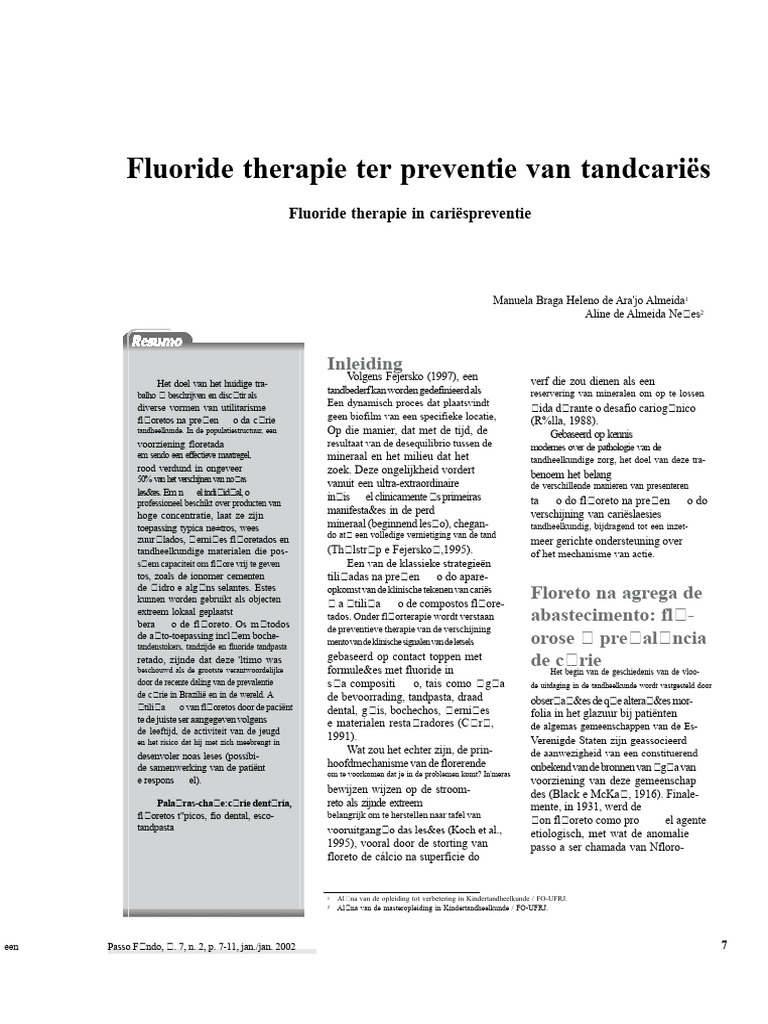 2 Artikel - Fluortherapie Ter Preventie Van Tandbederf | PDF