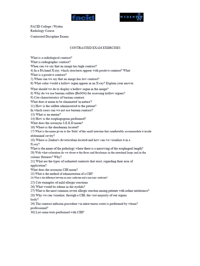 3.1 Contrastive Exam Exercises | PDF