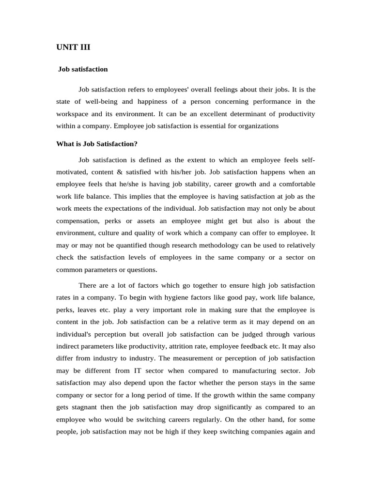 OB UNIT III | PDF | Job Satisfaction | Employment