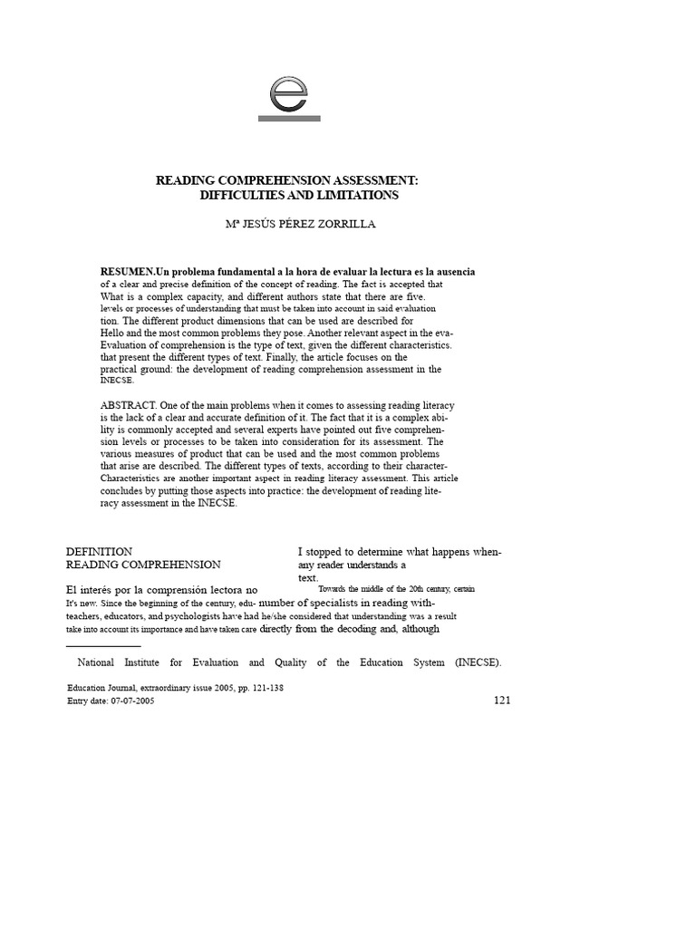 Reading Comprehension Assessment Challenges | PDF | Reading ...