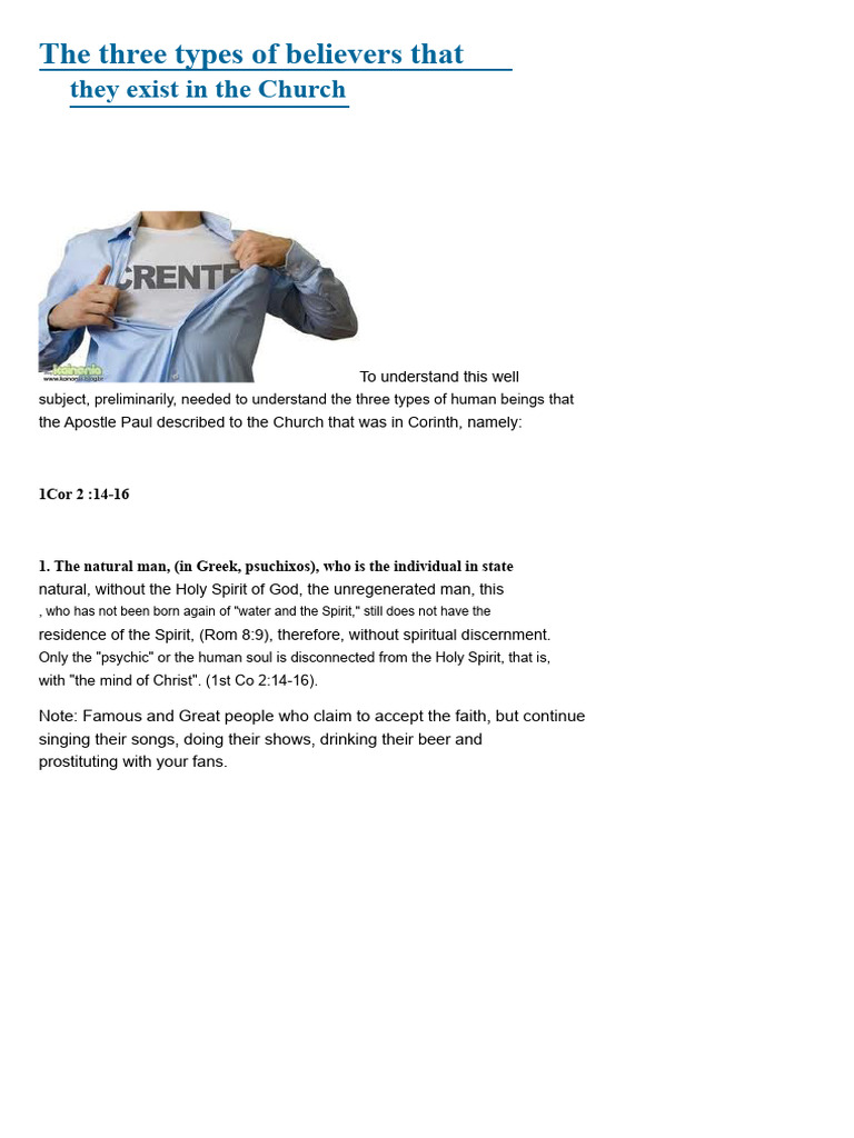 Three Types of Believers Explained | PDF | Jesus | Born Again
