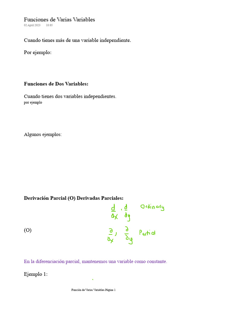 Funciones de Varias Variables | PDF