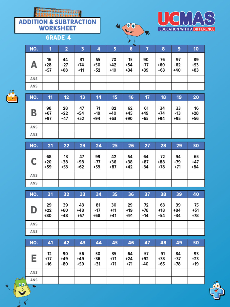 Fiche d'exercices : additions et soustractions 4e | PDF