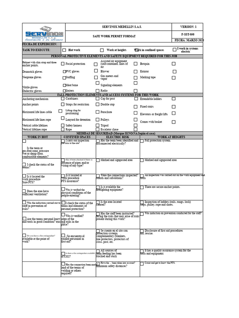 Safe Work Permit Format Guide | PDF | Firefighting | Safety