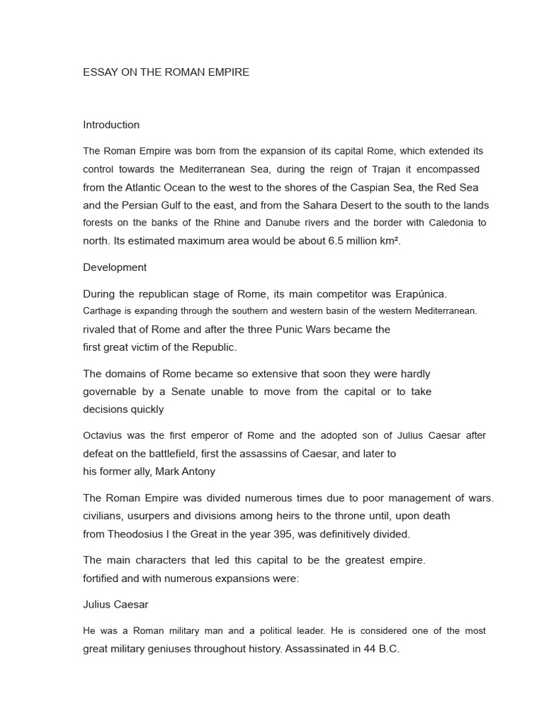 Essay On The Roman Empire | PDF | Augustus | Rome