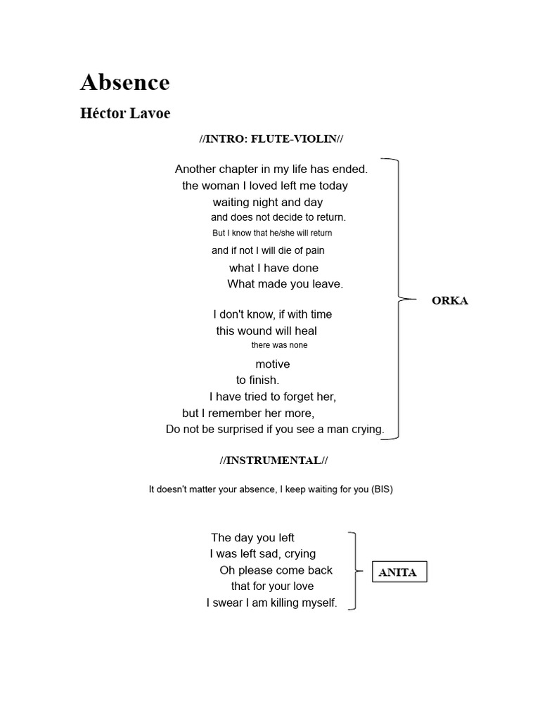 Absence - LYRICS | PDF
