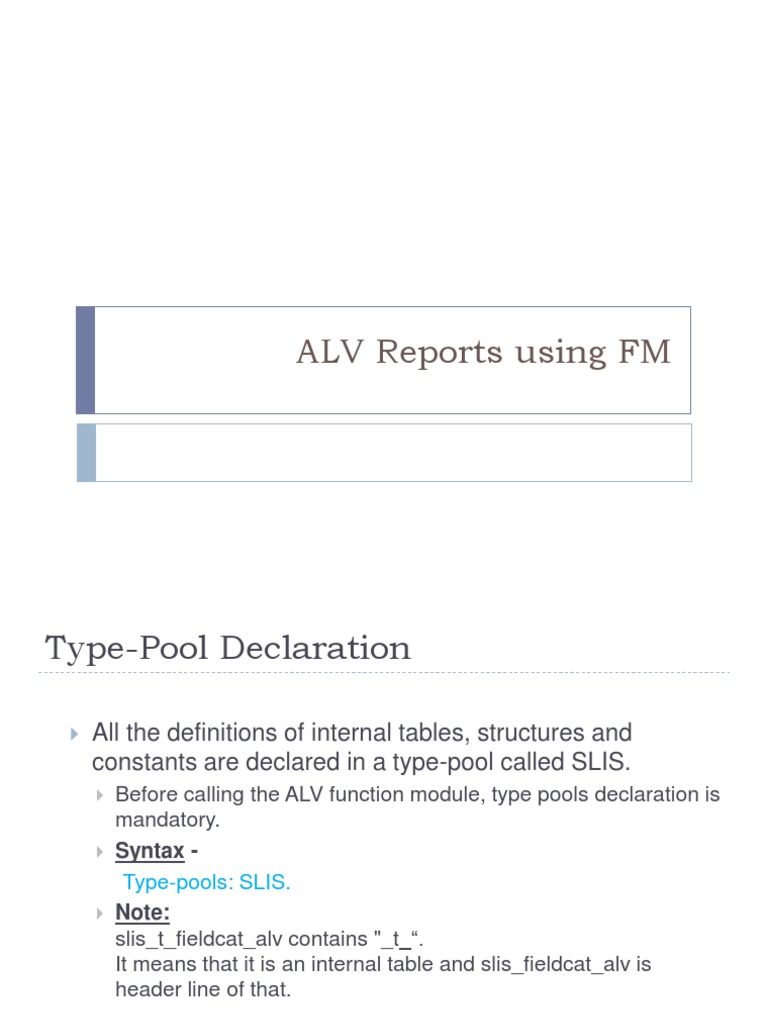 Alv Reports Using Fm Pdf Subroutine Parameter Computer Programming 
