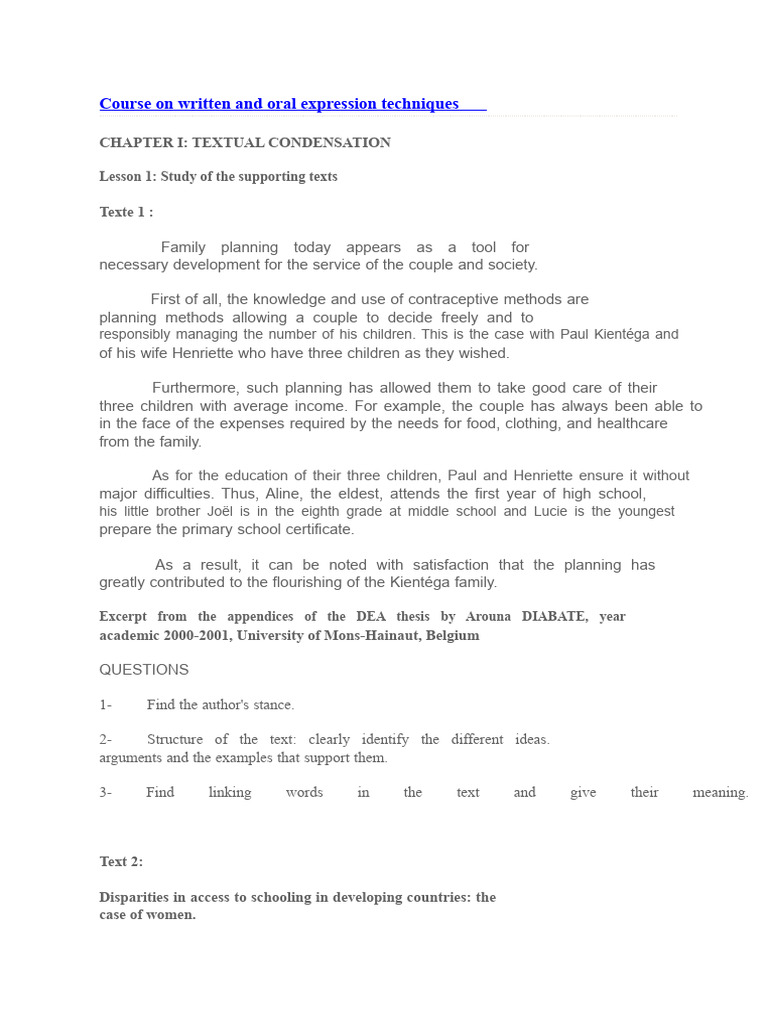 Course on Written and Oral Expression Techniques | PDF | Gender ...