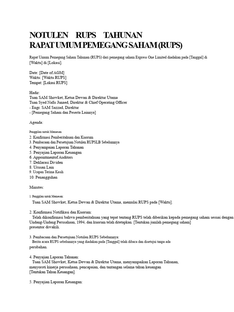 Template RUPS | PDF