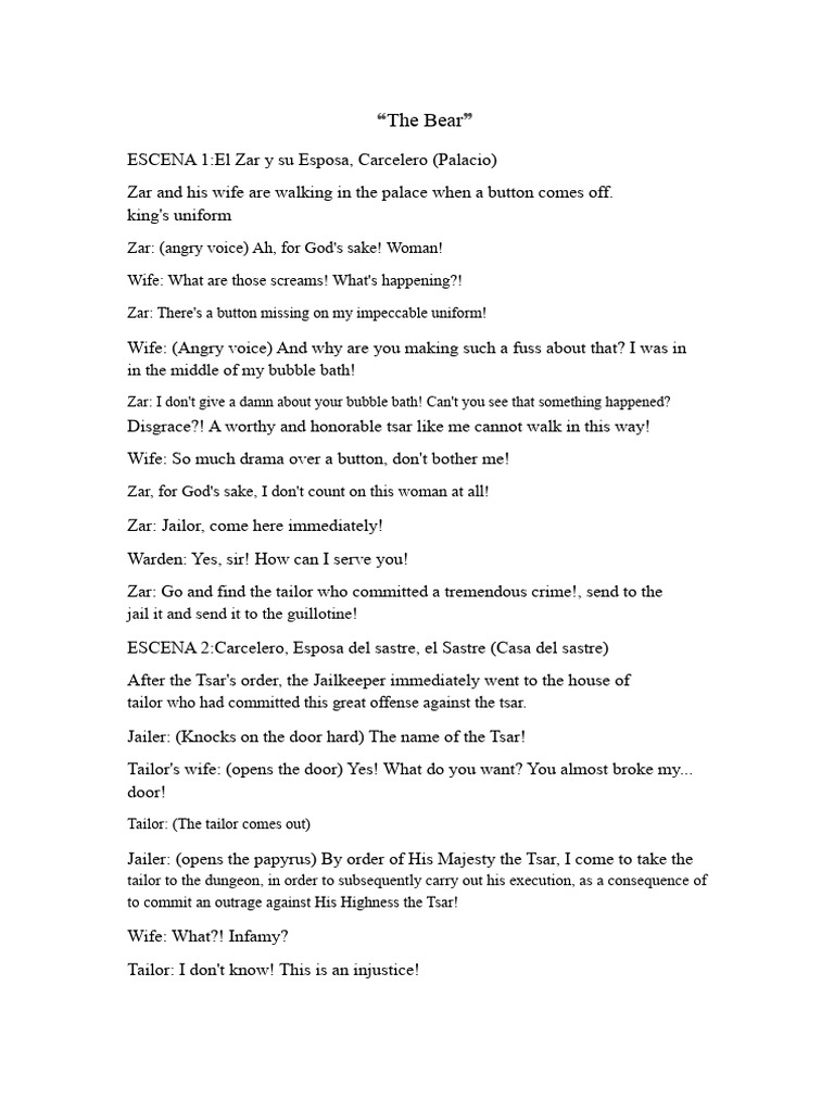 script The Bear | PDF