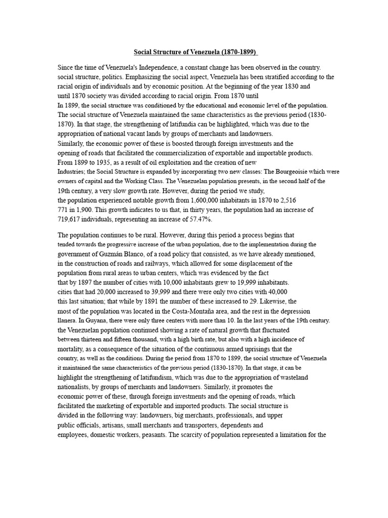 Social Structure of Venezuela | PDF | Venezuela | Taxes