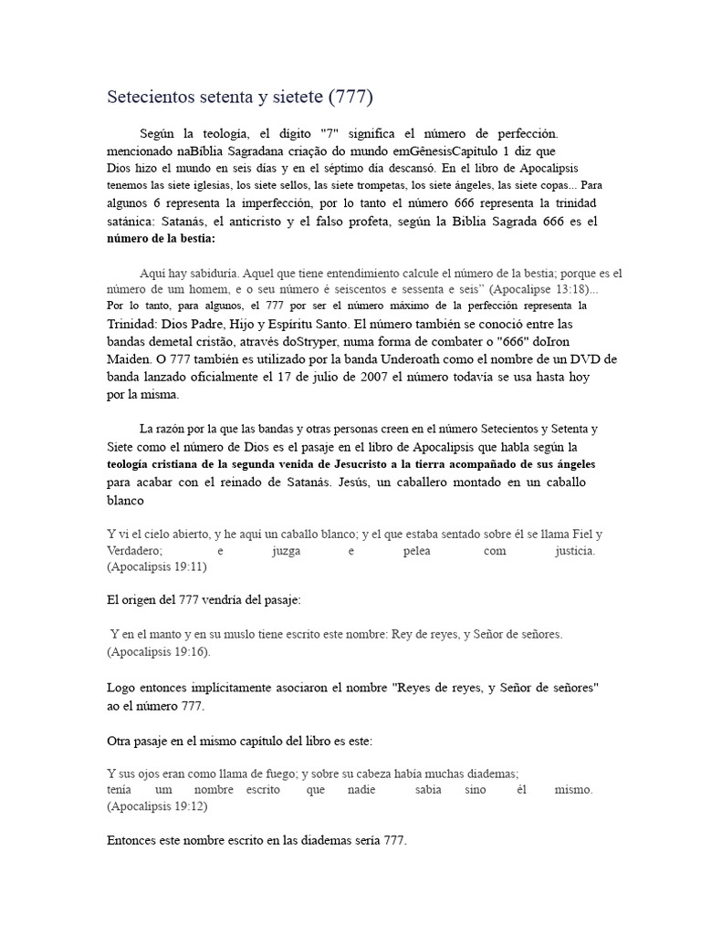 Setecientos Setenta y Siete - 777 (El Número de Dios) | PDF | Número de ...