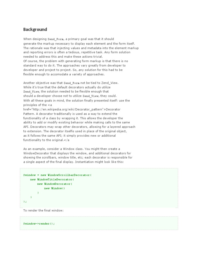 Decorators In Zend Pdf Html Element Array Data Structure 