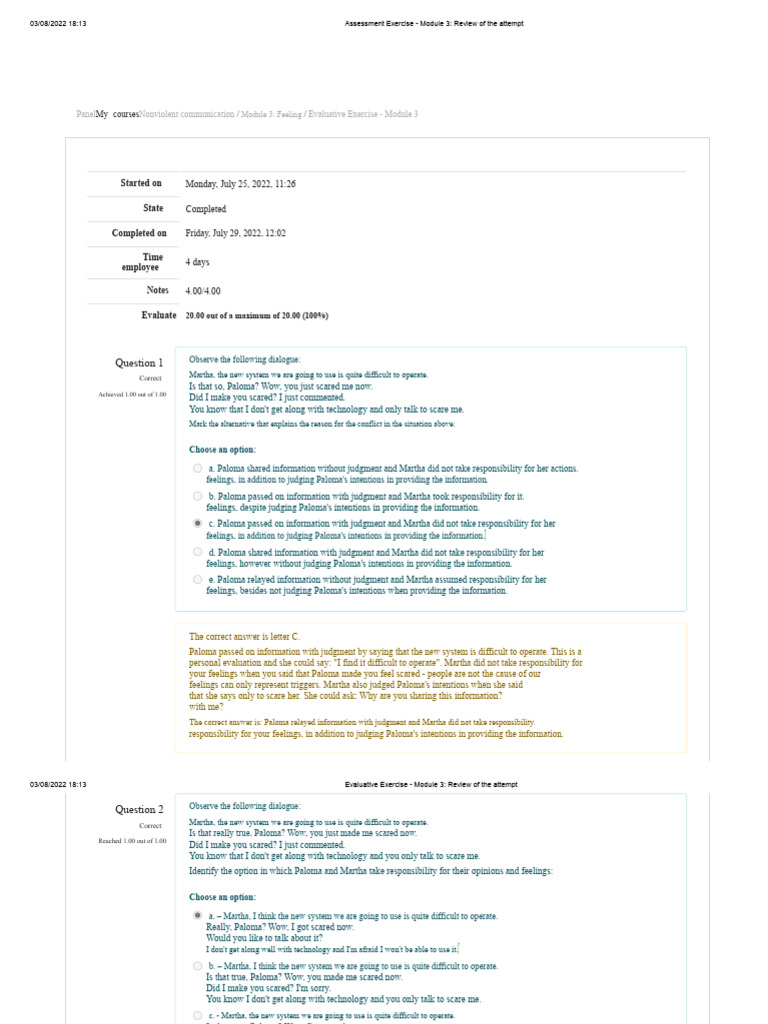 Nonviolent Communication Module 3 Review | PDF | Communication | Human ...