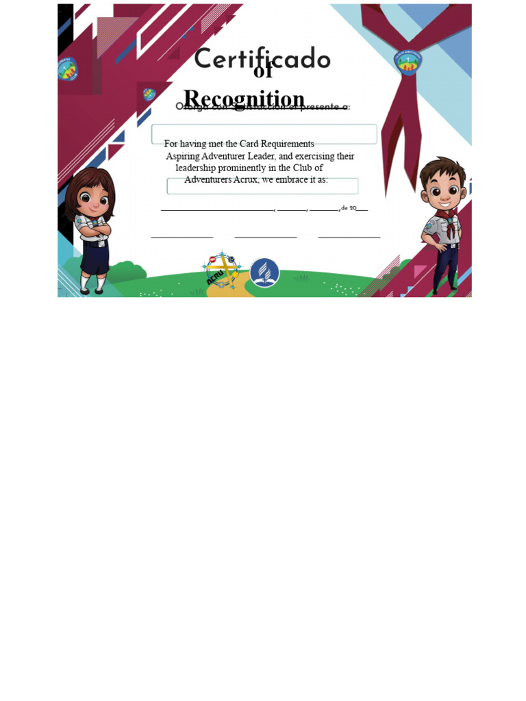Adventurer Leader Certificate Model | PDF