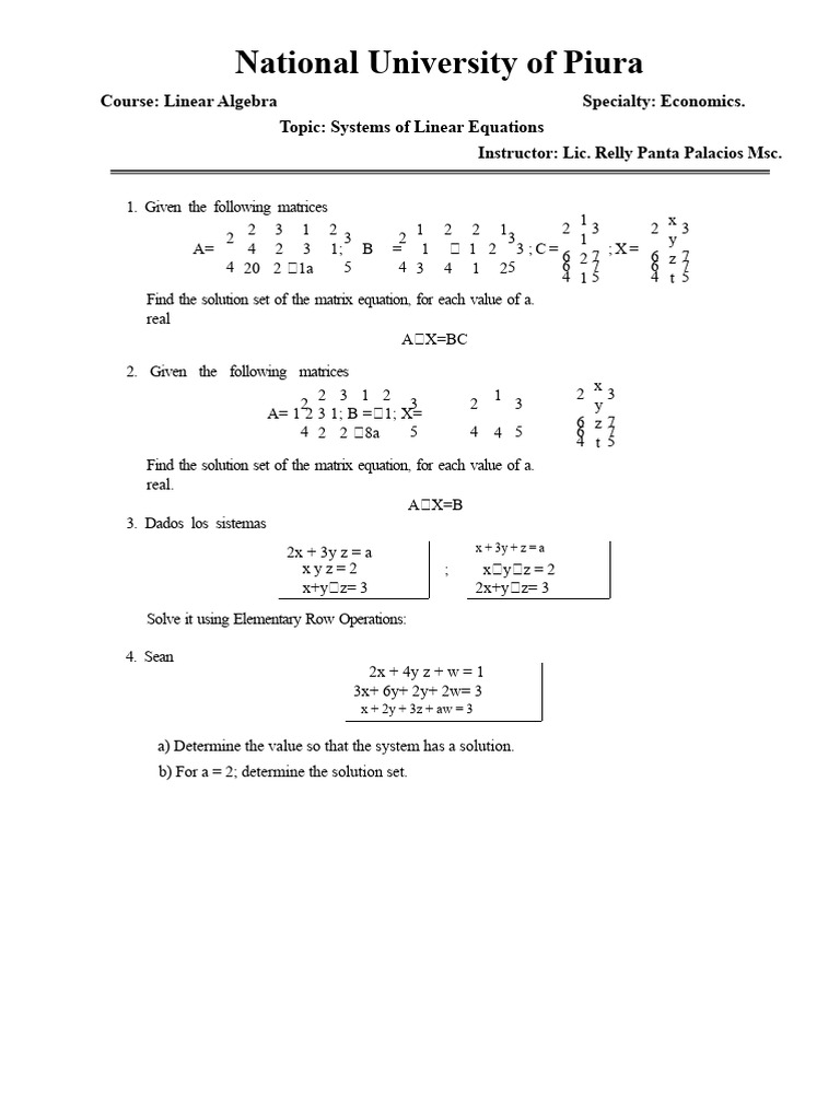 Linear Algebra Exercises | PDF
