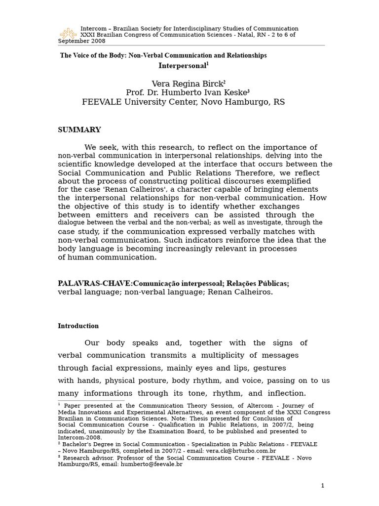 Non-Verbal Communication.pdf | PDF | Nonverbal Communication ...