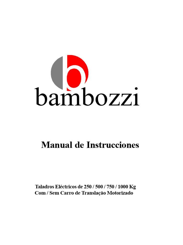 Bambozzi Talha Eléctrica Manual de Instrucción 439669 | PDF | Eje ...