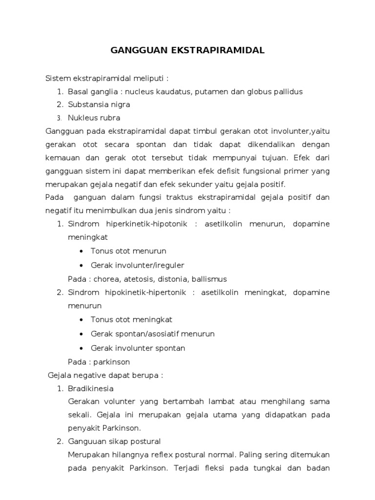 Gangguan dan Gejala Ekstrapiramidal | PDF | Pengembangan Diri ...