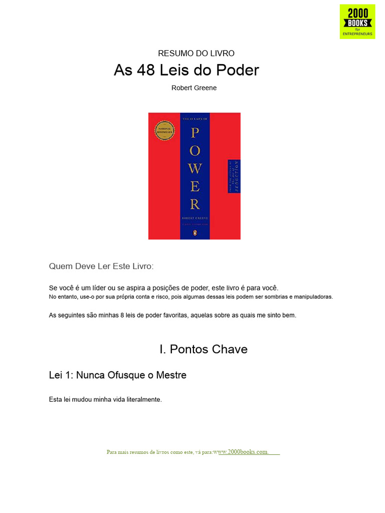 Resumo das 48 Leis do Poder | PDF | Pensamento | Poder (social e político)