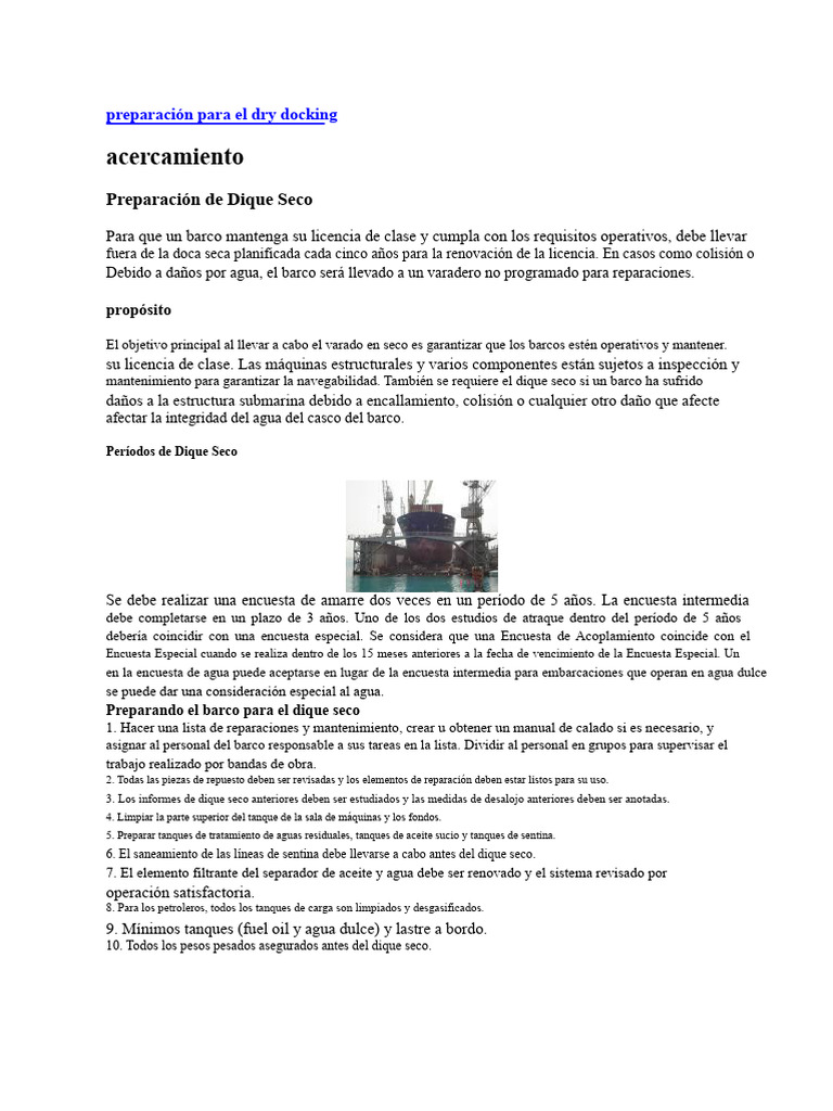 Guía de Preparación para Dique Seco | PDF | Remolcador | Buques