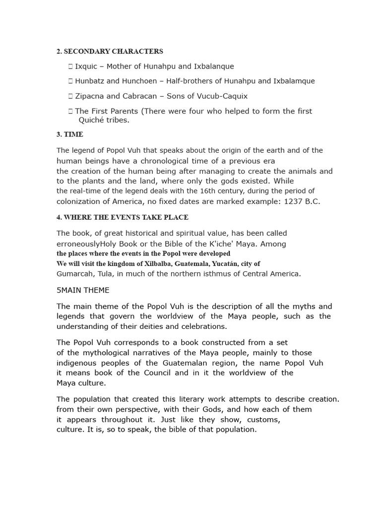 Analysis of The Book Popol Vuh | PDF | Mesoamerica | Maya Civilization