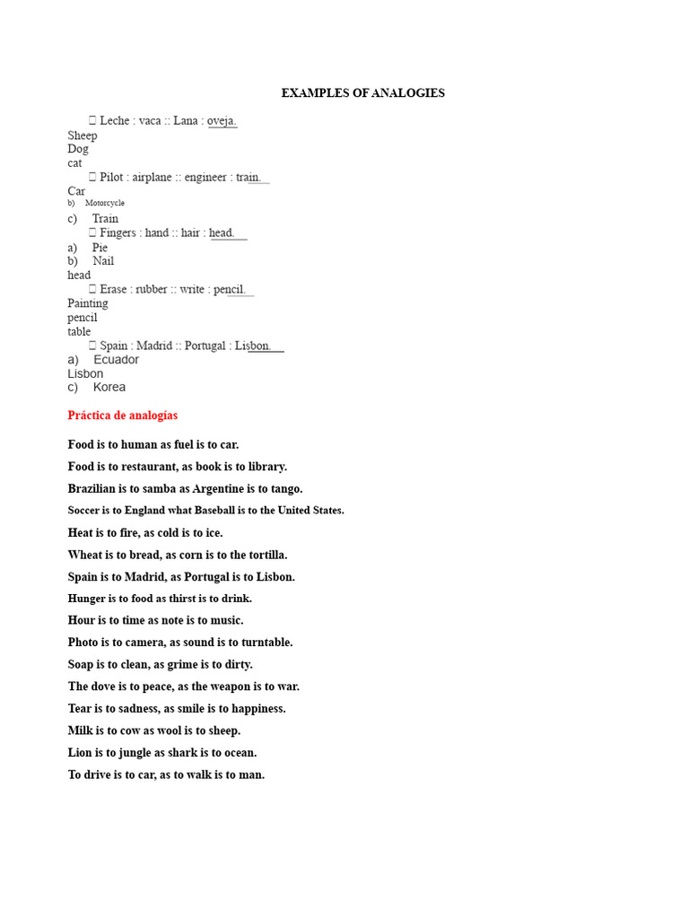 Examples of Analogies and Metaphors | PDF
