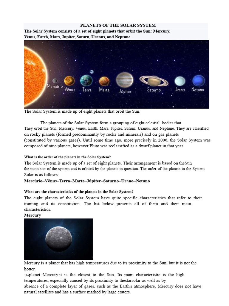 Overview of Solar System Planets | PDF | Planets | Solar System