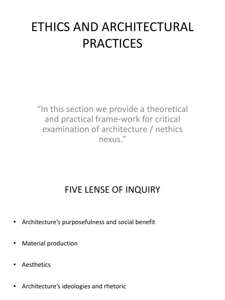 Ethics and Architectural Practices | PDF | Aesthetics | Good And Evil