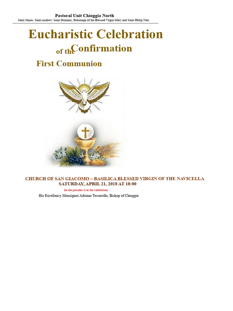 Confirmation and First Communions Booklet 2018 | PDF | Eucharist ...