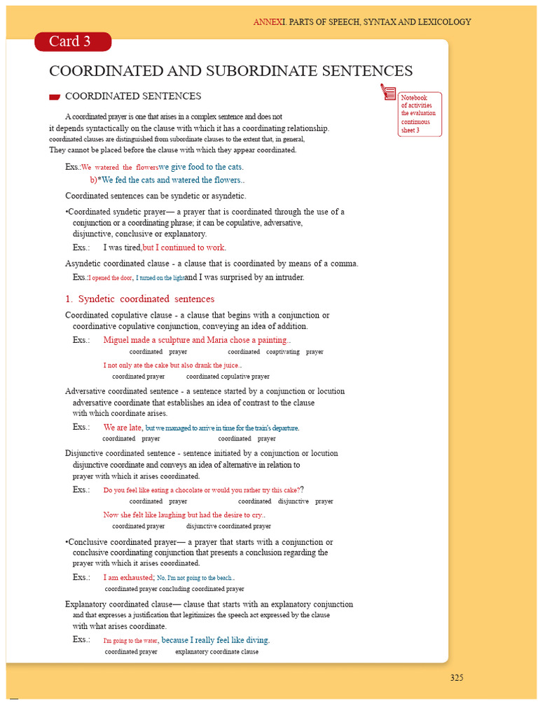 Coordinated and Subordinate Sentences Guide | PDF | Clause | Adjective