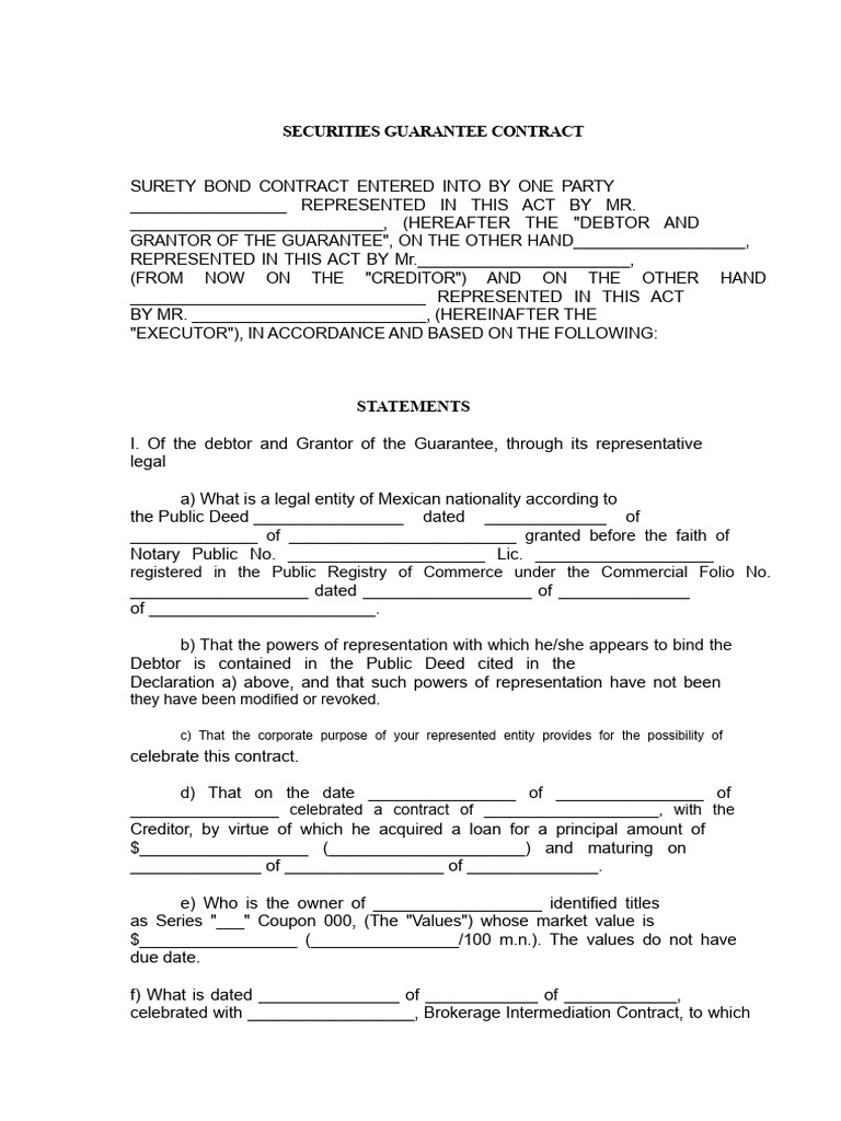 Securities Guarantee Contract Overview | PDF | Guarantee | Private Law