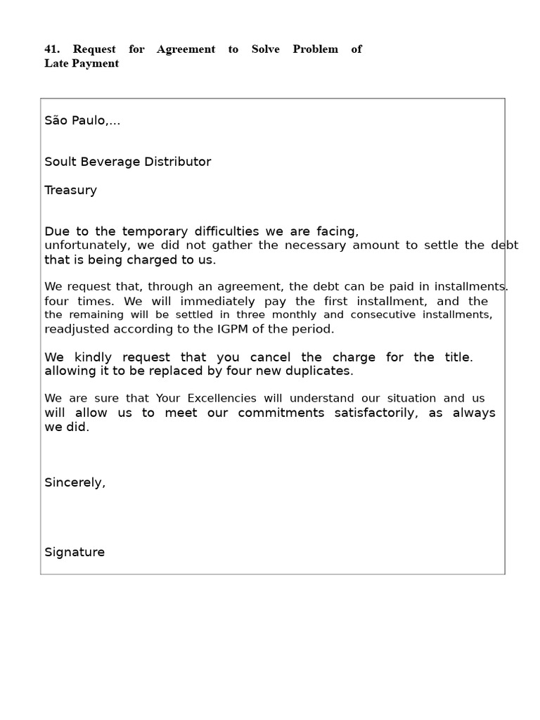 Tst - Letter Models - Request for Agreement to Resolve Late Payment ...