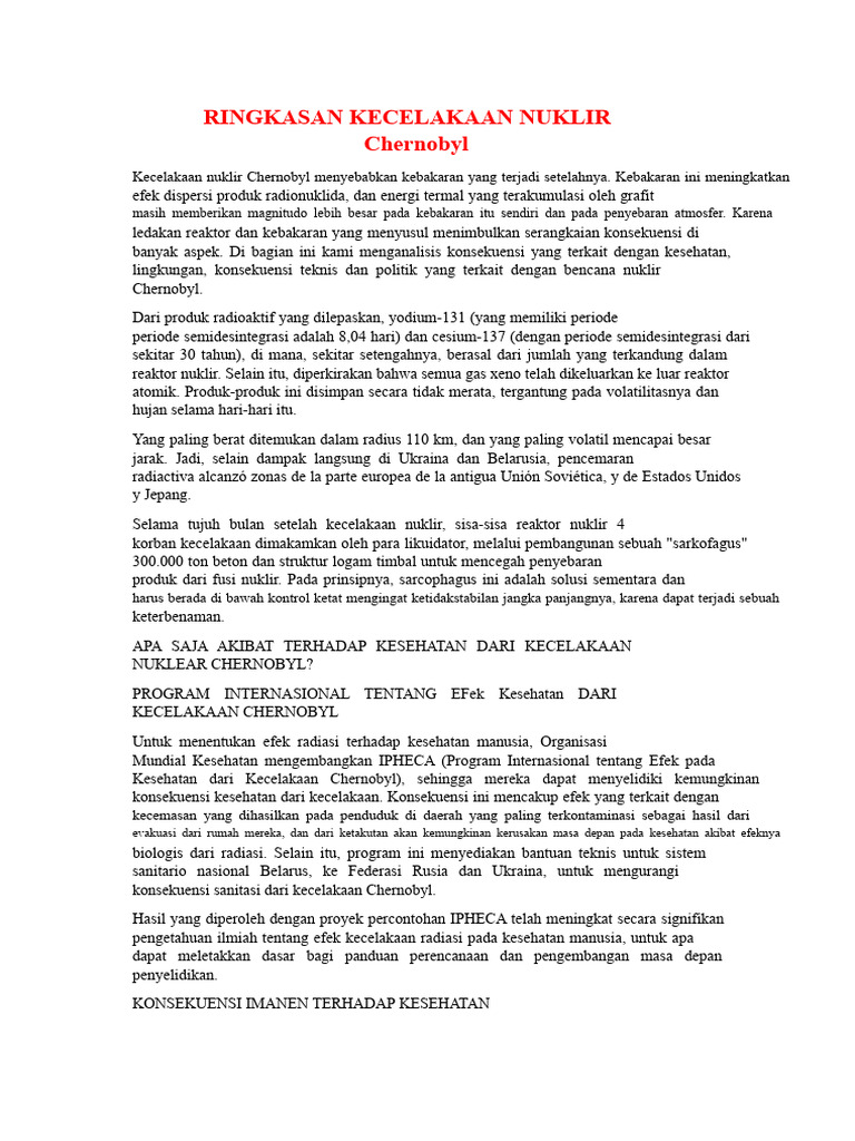 Dampak Kesehatan dan Lingkungan Chernobyl | PDF