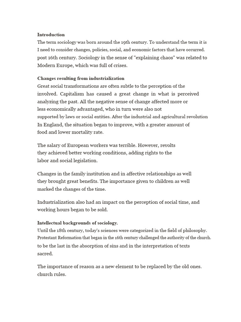 Intellectual Background of Sociology | PDF