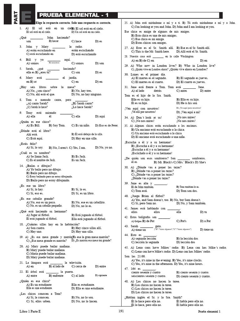 Pruebas de Gramática Elemental y Clave de Respuestas | PDF | Lingüística