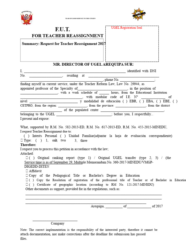 Teacher Reassignment Request Form 2017 | PDF | Justice | Crime & Violence