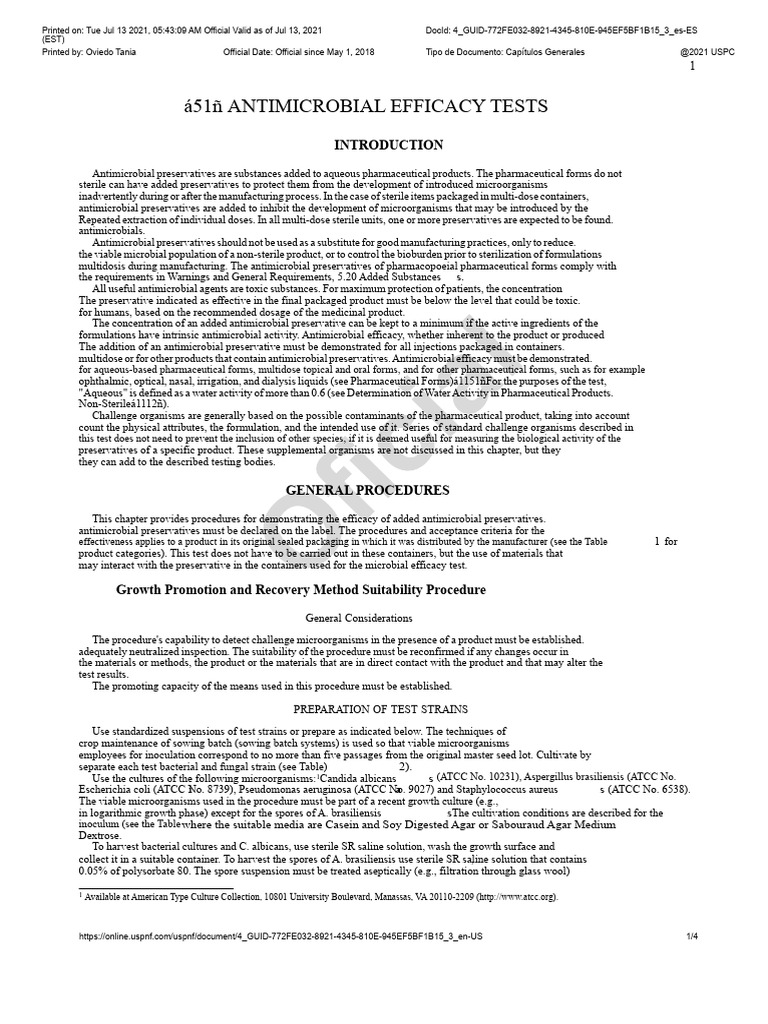 51 Tests of Antimicrobial Efficacy | PDF | Colony Forming Unit ...