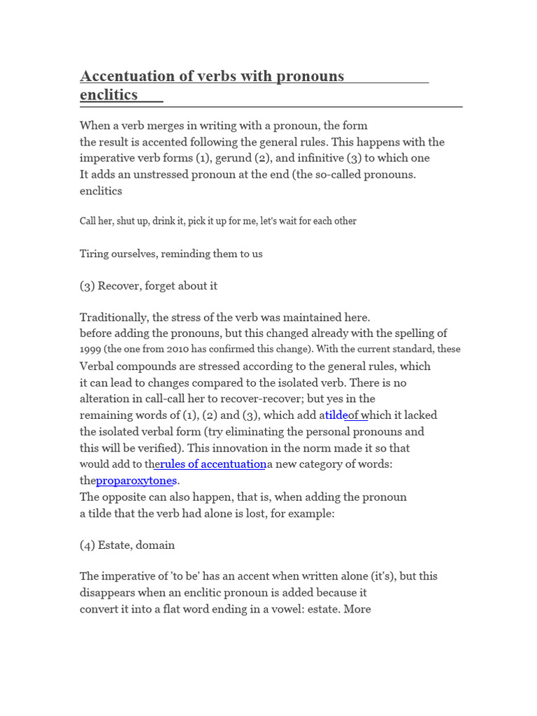 Accentuation Rules for Enclitic Verbs | PDF | Stress (Linguistics) | Word