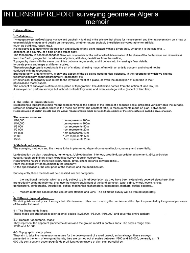 INTERNSHIP REPORT Topography Surveyor Algeria Thesis | PDF | Topography ...