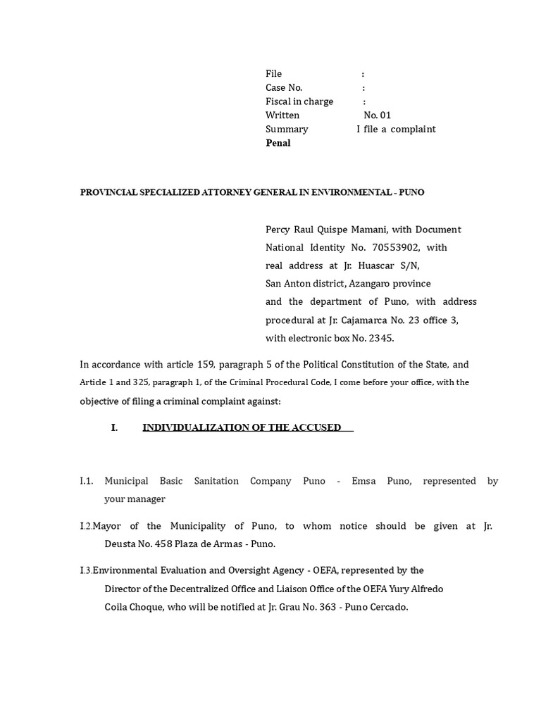environmental complaint | PDF | Sanitation | Water Pollution