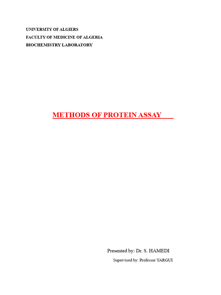 Protein Assay Methods in Biochemistry | PDF | Elisa | Proteins