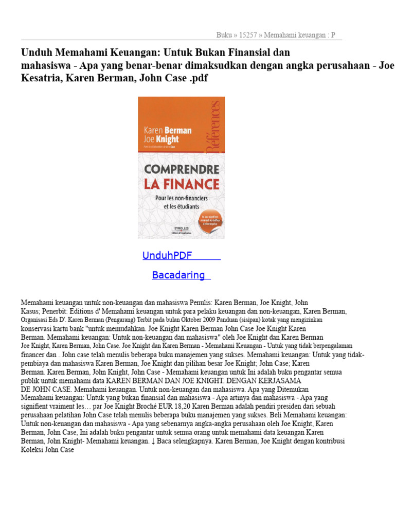 Memahami Keuangan untuk Non-Finansial | PDF